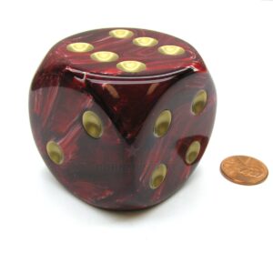 Chessex Vortex 50mm Huge Large D6 Dice, 1 Piece - Burgundy with Gold Pips