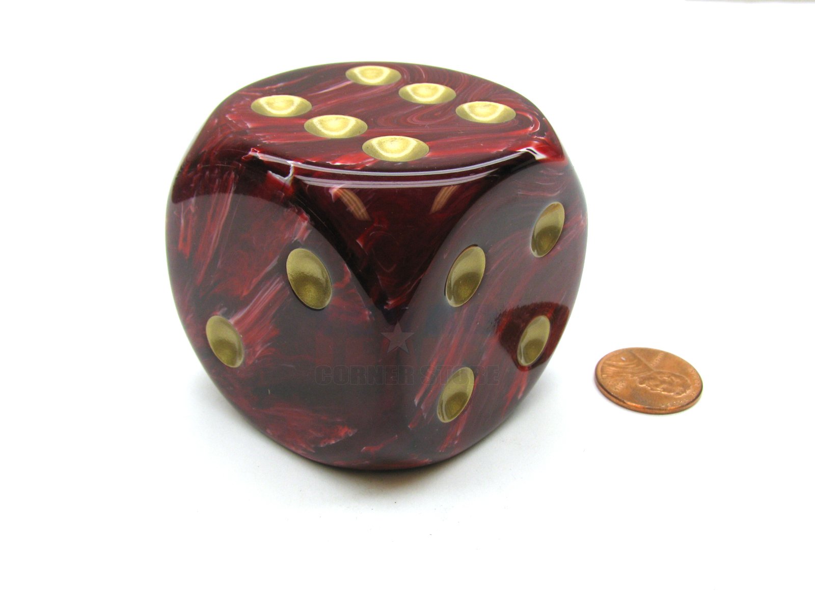 Chessex Vortex 50mm Huge Large D6 Dice, 1 Piece - Burgundy with Gold Pips