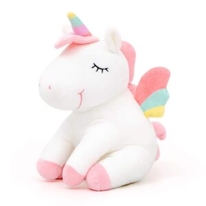 lazada unicorn stuffed animal plush toys girls gifts with rainbow wings white 12 inches…