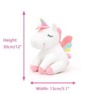 Lazada Unicorn Stuffed Animal Plush Toys Girls Gifts with Rainbow Wings White 12 Inches…