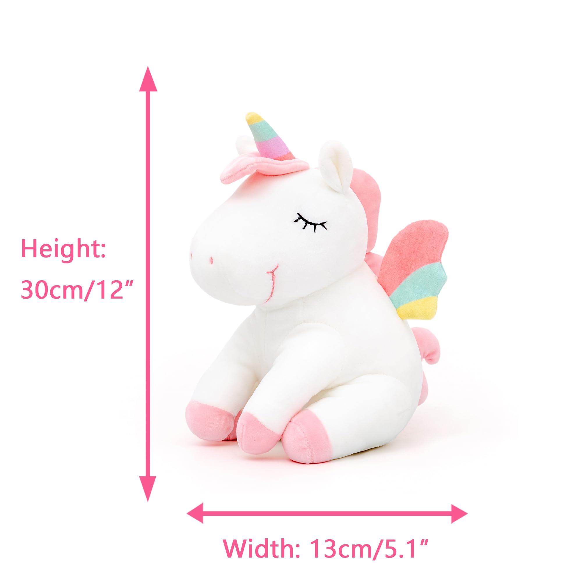 Lazada Unicorn Stuffed Animal Plush Toys Girls Gifts with Rainbow Wings White 12 Inches…