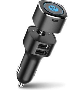 esky bluetooth receiver for car, 3.5mm aux bluetooth car adapter, bluetooth 5.0 wireless car audio stereo kits with hands-free call, dual 2.4a usb ports car charger - us patent no. us 10,272,845 b2