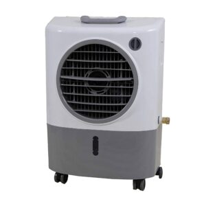 hessaire portable heavy duty outdoor evaporative air cooler humidifier with high density grid media pad and water level display, white