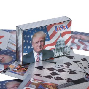 sw donald trump playing cards - silver plated playing cards silver plated deck of waterproof poker cards for game for table games good gift for friends, men, boyfriends