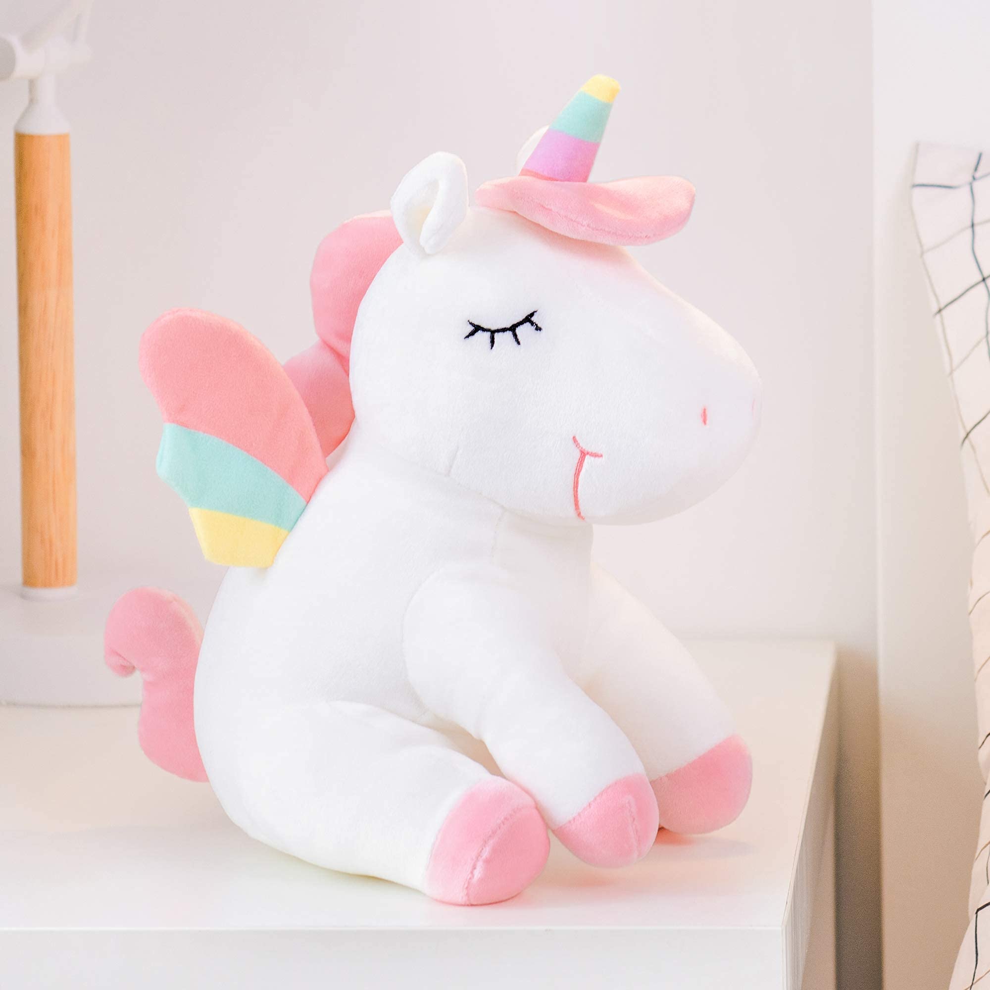 Lazada Unicorn Stuffed Animal Plush Toys Girls Gifts with Rainbow Wings White 12 Inches…