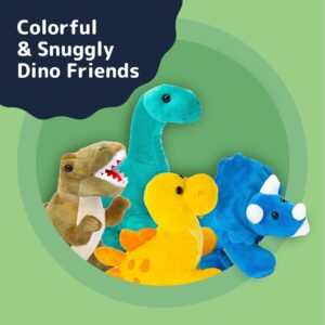 PREXTEX Plush Dinosaurs 8 Pack 5 inches Long - Thoughtful Gift for Kids - Stuffed Animal Assortment - Lovely Set for Kids