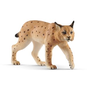 schleich wild life, realistic north american forest animal toys for kids, lynx toy figurine, ages 3+