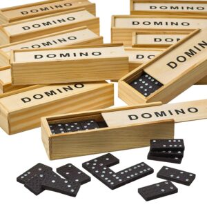 kicko mini wooden dominoes set - 12 pack - miniature classic board games - small blocks, educational toys, game tiles, leisure time, for teens and adults