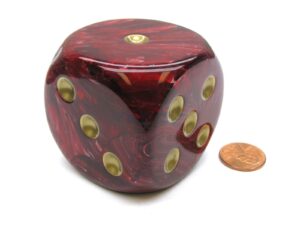 chessex vortex 50mm huge large d6 dice, 1 piece - burgundy with gold pips