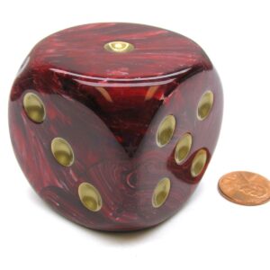 Chessex Vortex 50mm Huge Large D6 Dice, 1 Piece - Burgundy with Gold Pips