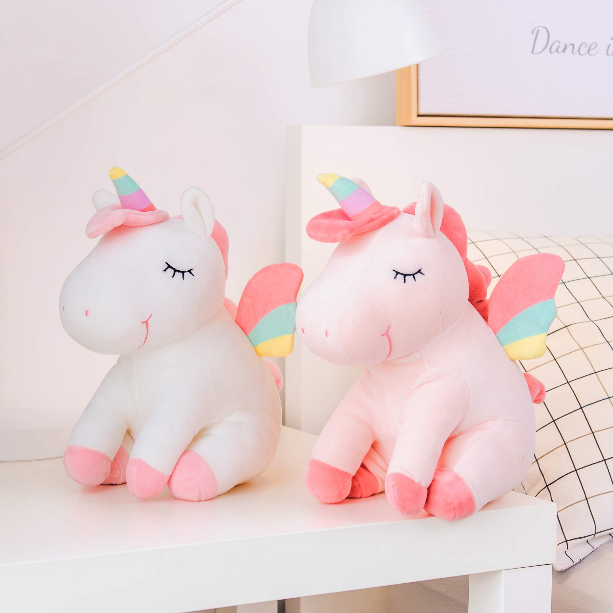 Lazada Unicorn Stuffed Animal Plush Toys Girls Gifts with Rainbow Wings White 12 Inches…