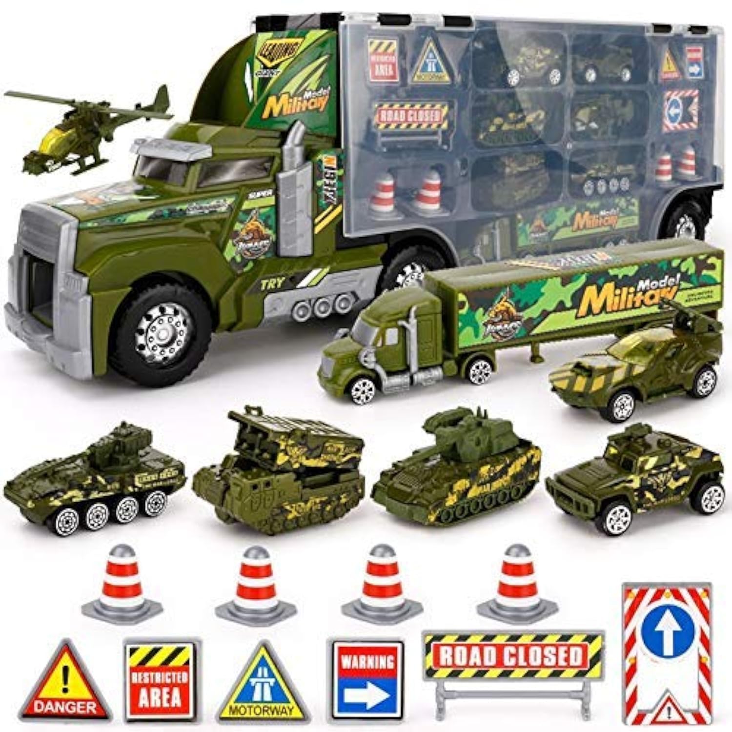 Big Daddy Army Transport Truck Military Toy Truck with Lights and Sound Emergency Quick Release Effect