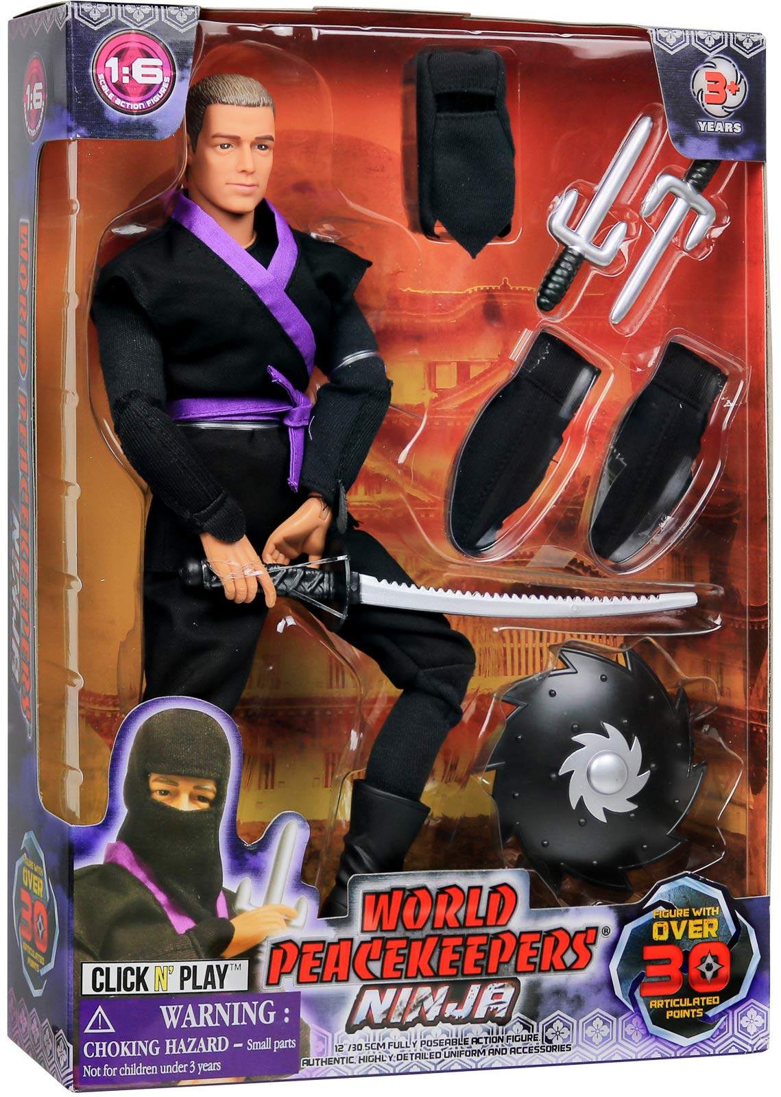 Click N' Play 12" Inch Ninja Action Figures Play Set With Accessories - Click N Play Military