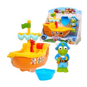 just play disney junior muppet babies tub time cruiser with kermit the frog figure, bath toy boat, officially licensed kids toys for ages 3 up