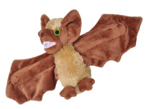 wild republic huggers, brown bat plush toy, slap bracelet stuffed animal, kids toys, 8 inches