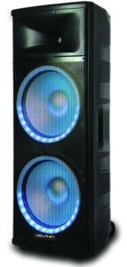 dolphin spx-280bt - powerful deep bass | dual 15" woofers, 6500w - bluetooth cabinet pa speaker system with led light show, ground shaker, wireless mic