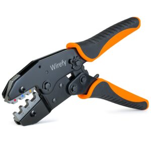 crimping tool for heat shrink connectors - ratcheting wire crimper - crimping pliers - ratchet terminal crimper - wire crimp tool by wirefy