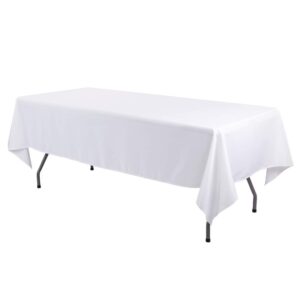 waysle white tablecloth for rectangle tables 60 x 102 inch - washable polyester table cloth for 6 foot table - perfect for wedding, restaurant, party, dinning, banquet decoration