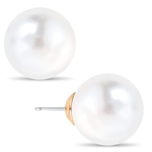 large pearl earrings for women - big pearl earrings for women studs, large pearl studs earrings for women, oversized pearl earrings 14mm white faux pearl earring studs, big stud earrings for women