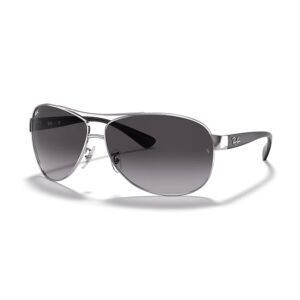 ray-ban rb3386 003/8g 63mm silver/plastic lens grey gradient aviator sunglasses for men + bundle with designer iwear eyewear kit