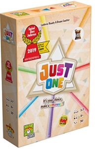 just one party game - cooperative word guessing fun for friends and family! ages 8+, 3-7 players, 20 minute playtime, made by repos production