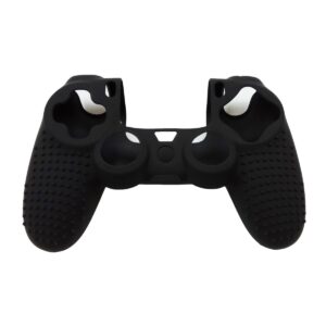 ps4 controller grips,pandaren studded anti-slip silicone cover skin set compatible for ps4 /slim/pro controller(black skin x 2 + fps pro thumb grips x 8)