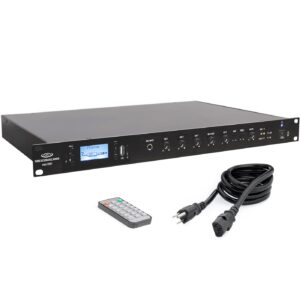 pure resonance audio rma120bt 120 watt 5-channel rack mount commercial mixer amplifier with bluetooth (70v or 4-16 ohm outputs)