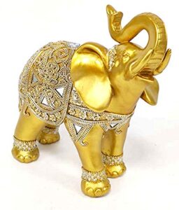 dalax- 9"(h) elephant statue figurines home decor trunk facing upwards lucky figurine living room office decorations ornaments statues gift set art accent good luck centerpiece gifts collection