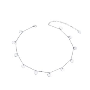 sterling silver jewelry dot choker necklace round circle pendant disc chain statement necklace for women