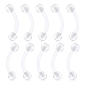 d.bella 16g clear bioflex acrylic curved barbell eyebrow ring snake eyes ring piercing retainer 10pcs