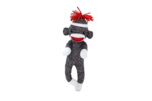 plushland adorable sock monkey 8 inches tall - soft realistic plush knitted stuffed animal toy gift - for kids, babies, teens, girls and boys (brown)