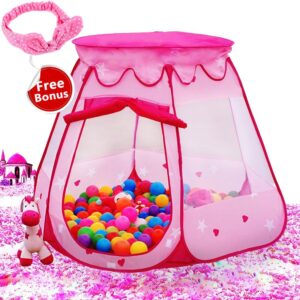 pink princess tent toys for 1 year old girl gifts ball pit for 1st birthday girl gift toddler girl easy pop up&fold up indoor & outdoor use(balls not included)