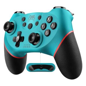 diswoe controller for switch, wireless pro controller for switch/switch lite/switch oled, remote gamepad with joystick, adjustable turbo vibration with programmable function - blue