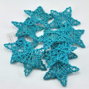 Ougual Wicker Rattan Stars for Home Garden Wreath Tree Decoration (9cm, Orange)