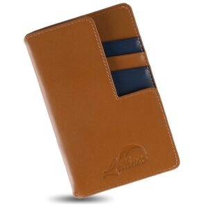 lethnic rfid thin wallet for men, women - unique color-mixed genuine leather (brown)