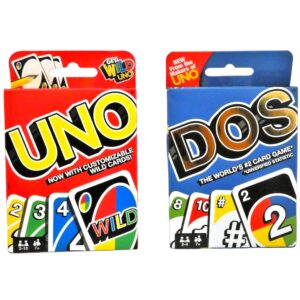 mattel uno card game bundled with dos card game, multicolor