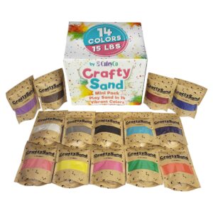 cuteyco crafty sand pack - 14 colors: 15 lbs of vibrant craft sand & play sand