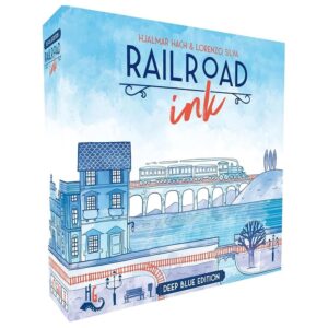 horrible guild railroad ink: deep blue edition - roll dice and draw railways and routes, 7 rounds to expand your rail map - expansion dice included ages 8 & up (packaging may vary)