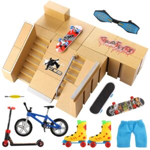 time4deals finger skateboard ramp set 16 pcs - pro fingerboard mini skatepark kit 5 pieces & finger toys set including finger boards scooters skates bikes caster boards skateboards for kids gifts