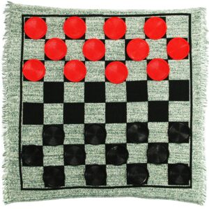 lulu home jumbo checkers, giant 3-in-1 checkers game rug board game set, 2 players