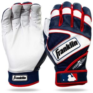 franklin sports mlb batting gloves - powerstrap chrome adult men's + youth batting gloves pair - baseball + softball gloves - black - youth medium