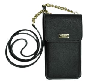 kate spade new york laurel way north south womens iphone case saffiano leather crossbody (black)