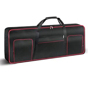 ruibo 61 key keyboard gig bag case,portable durable keyboard piano waterproof 600d oxford cloth with 10mm cotton padded case gig bag 40"x16"x6" / black+red