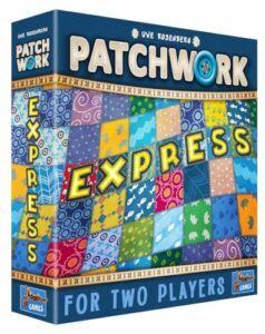 patchwork express board game - fast-paced two-player quilting strategy game! interactive puzzle game for kids & adults, ages 6+, 2 players, 20 minute playtime, made by lookout games