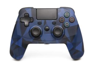 snakebyte wireless gamepad controller for playstation ps4 – lag-free – 3.5 audio jack – motion sensors – dual vibration – 6 axis – ergonomic design – programmable functions - blue camo