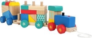 small foot wooden toys wooden train pull along and 33 piece sorting game designed for children 12+ months