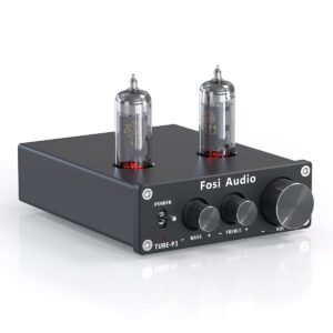 fosi audio p1 tube preamplifier mini hi-fi stereo preamp 6k4 valve vacuum pre-amp with treble bass tone control for home theater hifi system(not for turntable)