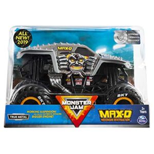 monster jam official max d monster truck, die-cast vehicle 1:24 scale