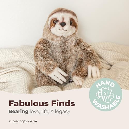 Bearington Simon Plush Three Toed Sloth Stuffed Animal, 10 inches