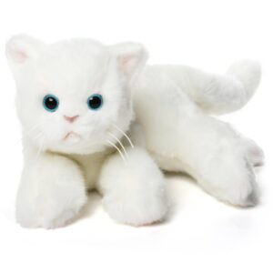 bearington collection muffin plush white cat stuffed animal, 15 inch